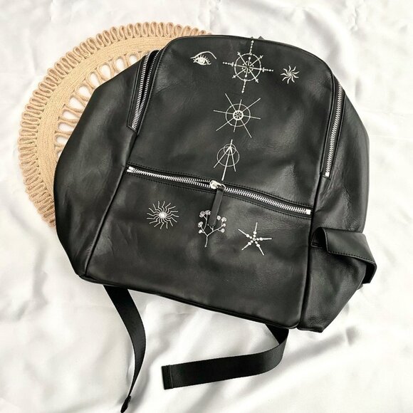 H&M | Bags | Nwot Hm Nyden X Dr Woo Black Leather Embroidered Backpack ...
